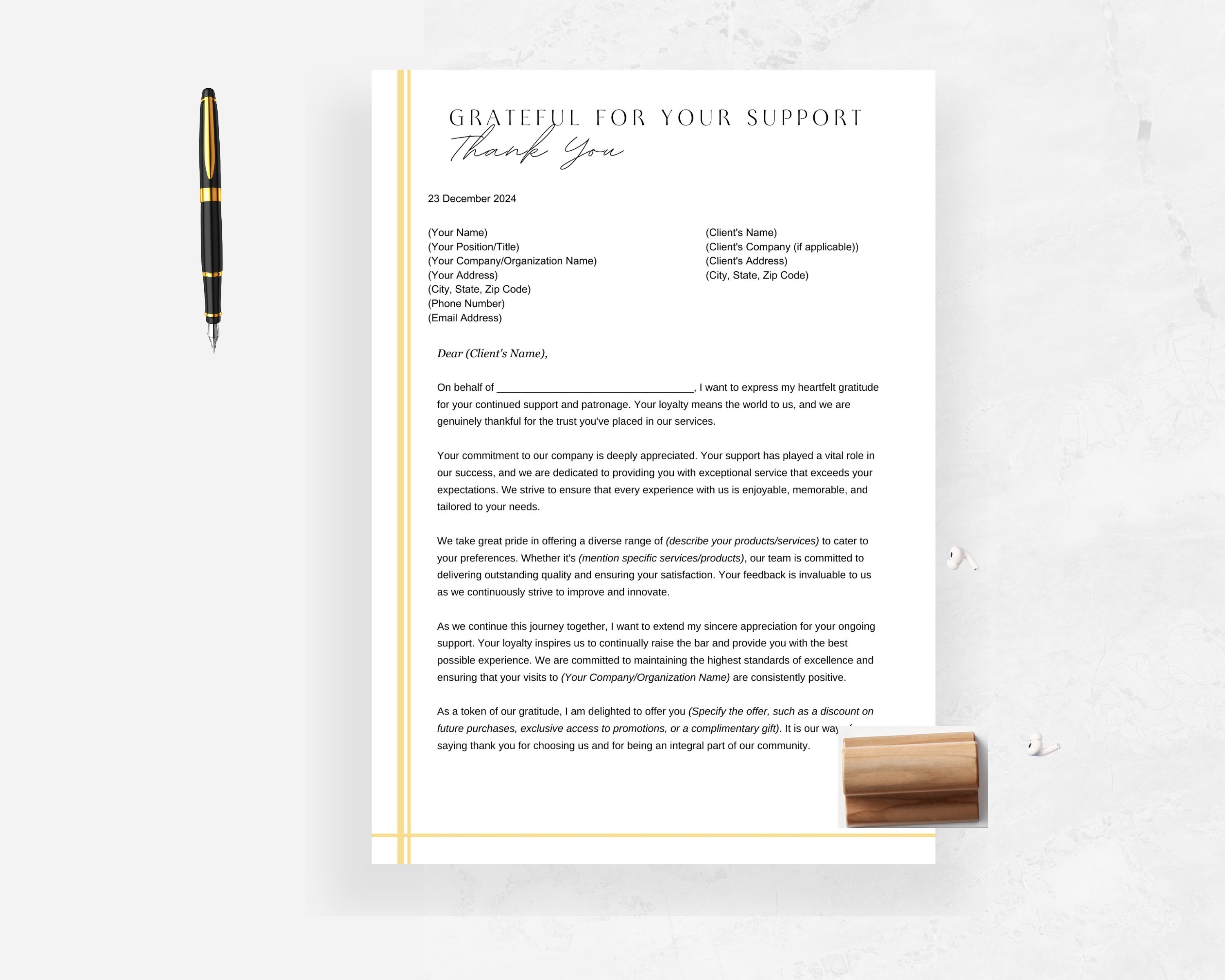 General Client Thank You Letter Template, Client Gratitude Letter ...