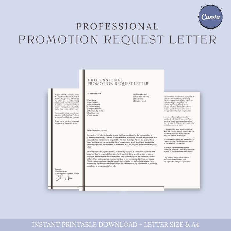 Professional Promotion Request Letter Template, Promotion Email ...