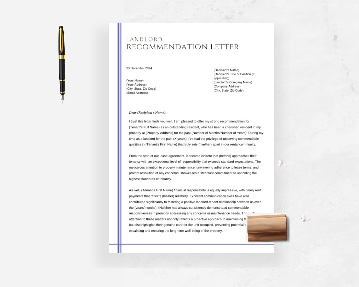 Landlord Letter of Recommendation for a Tenant, Landlord Recommendation ...