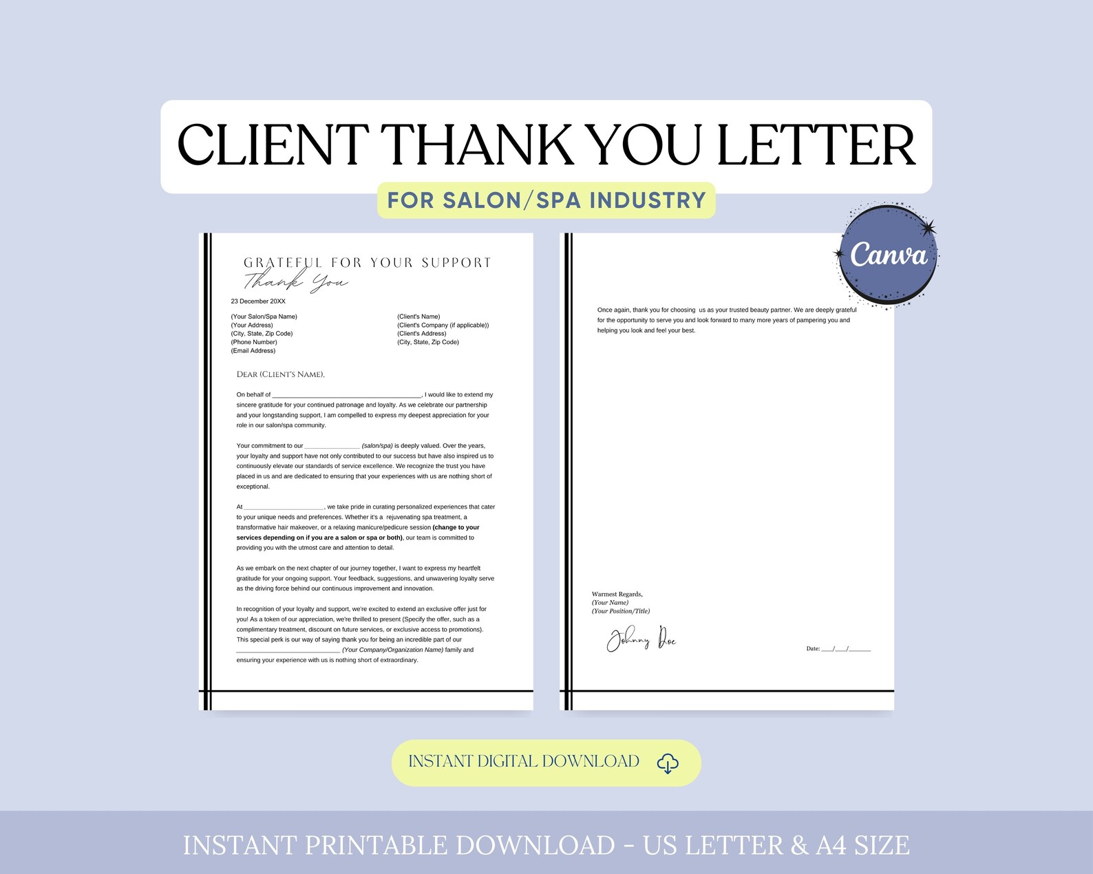 Client Thank You Letter for Salons and Spas Template, Spa Client ...
