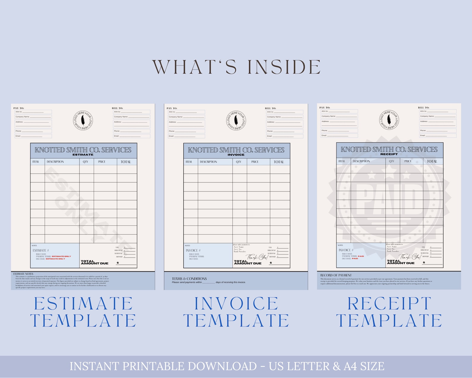 Invoice Template, Estimate Template, Receipt Template, Business Invoice ...