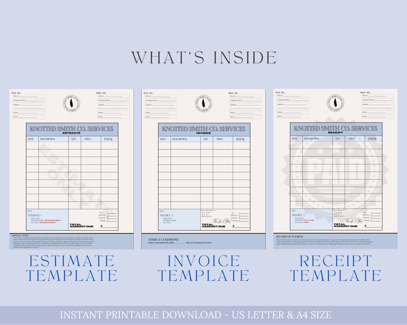 Invoice Template, Estimate Template, Receipt Template, Business Invoice ...
