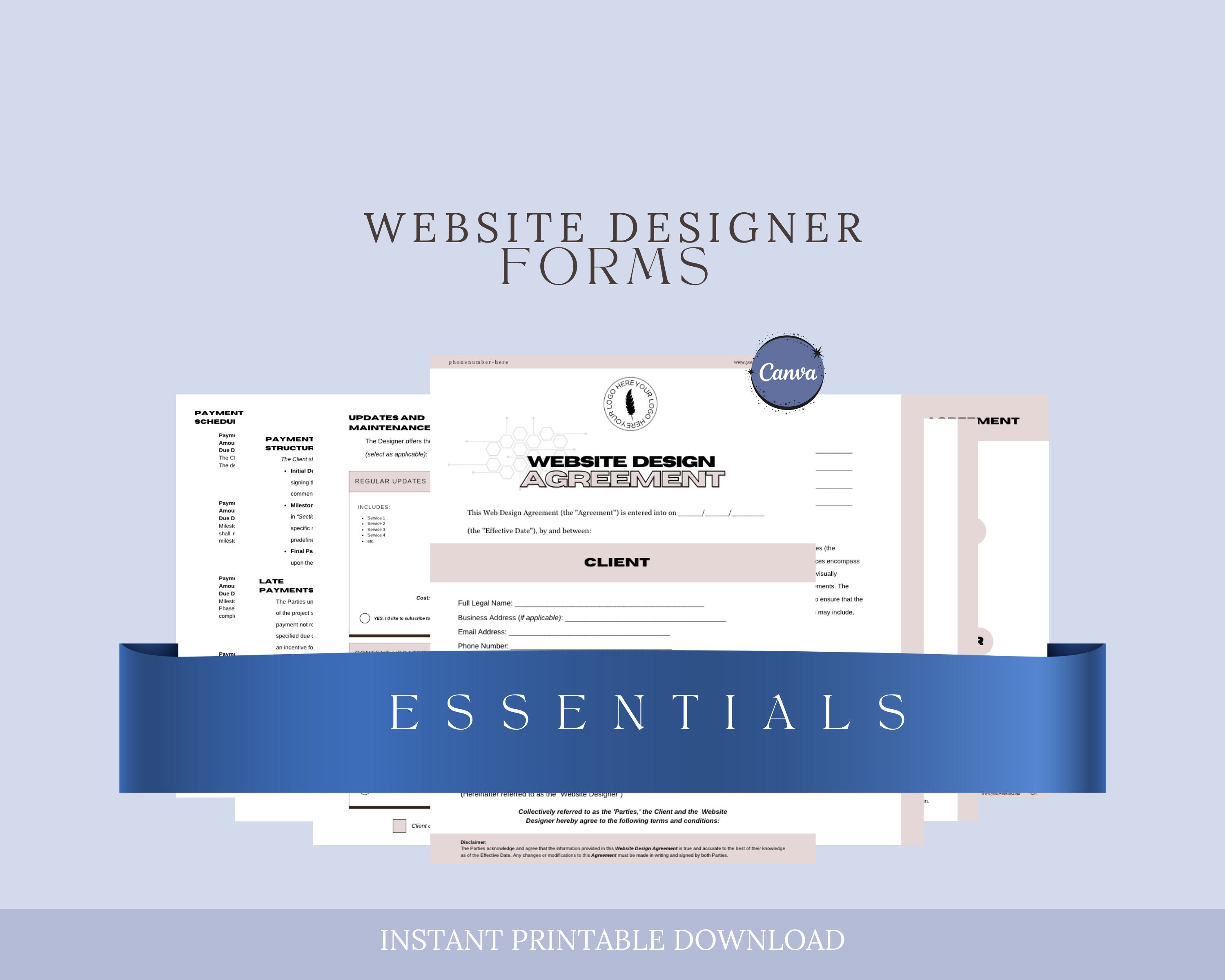 Editable Web Design Contract Template, Freelance Website Designer ...
