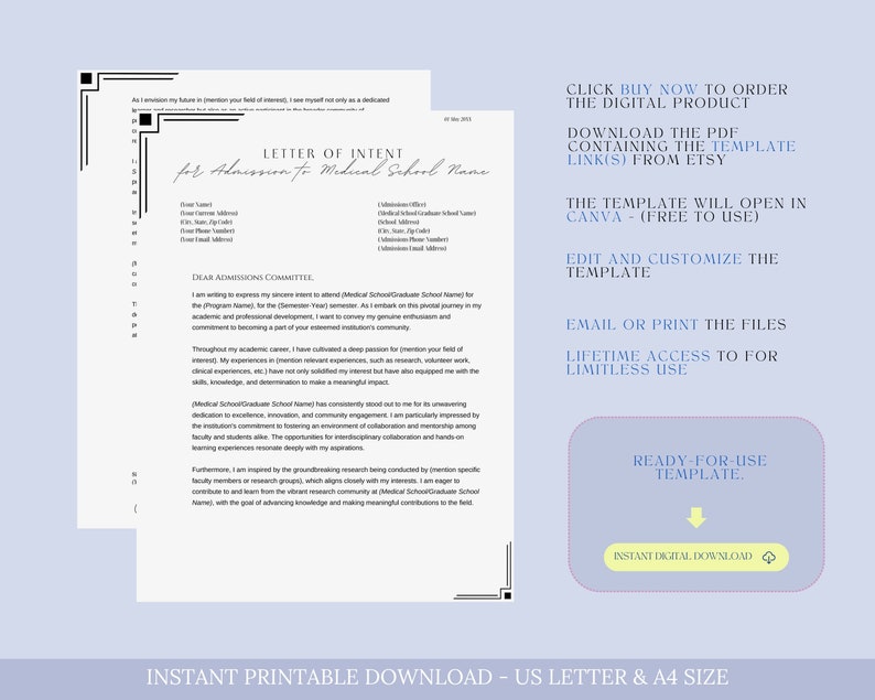 Letter of Intent for Admission to Medical School Template, Graduate ...