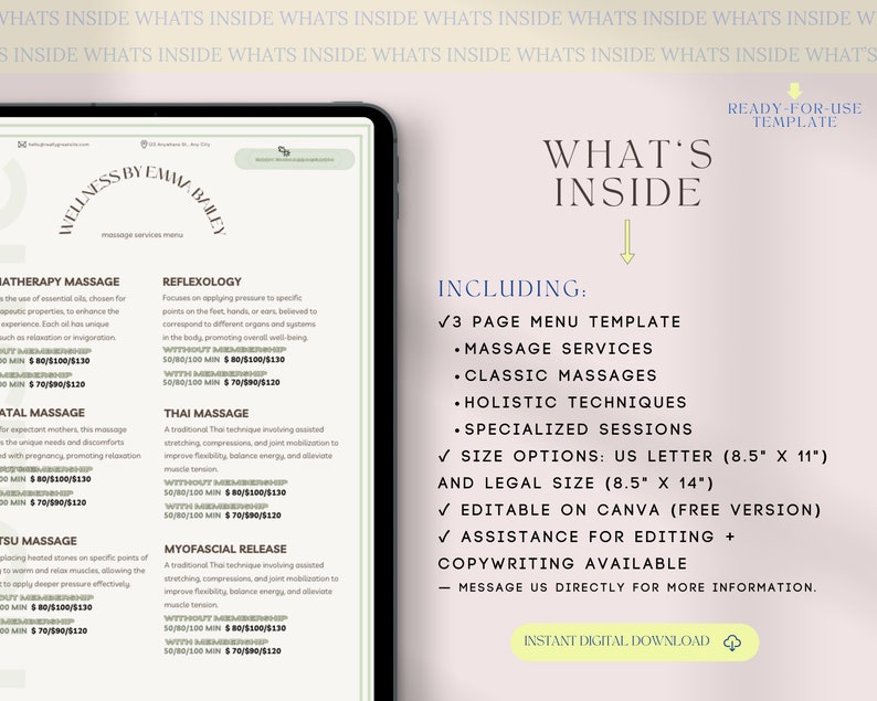 Custom Massage Therapy Price List Design Templates, Custom Massage Menu ...