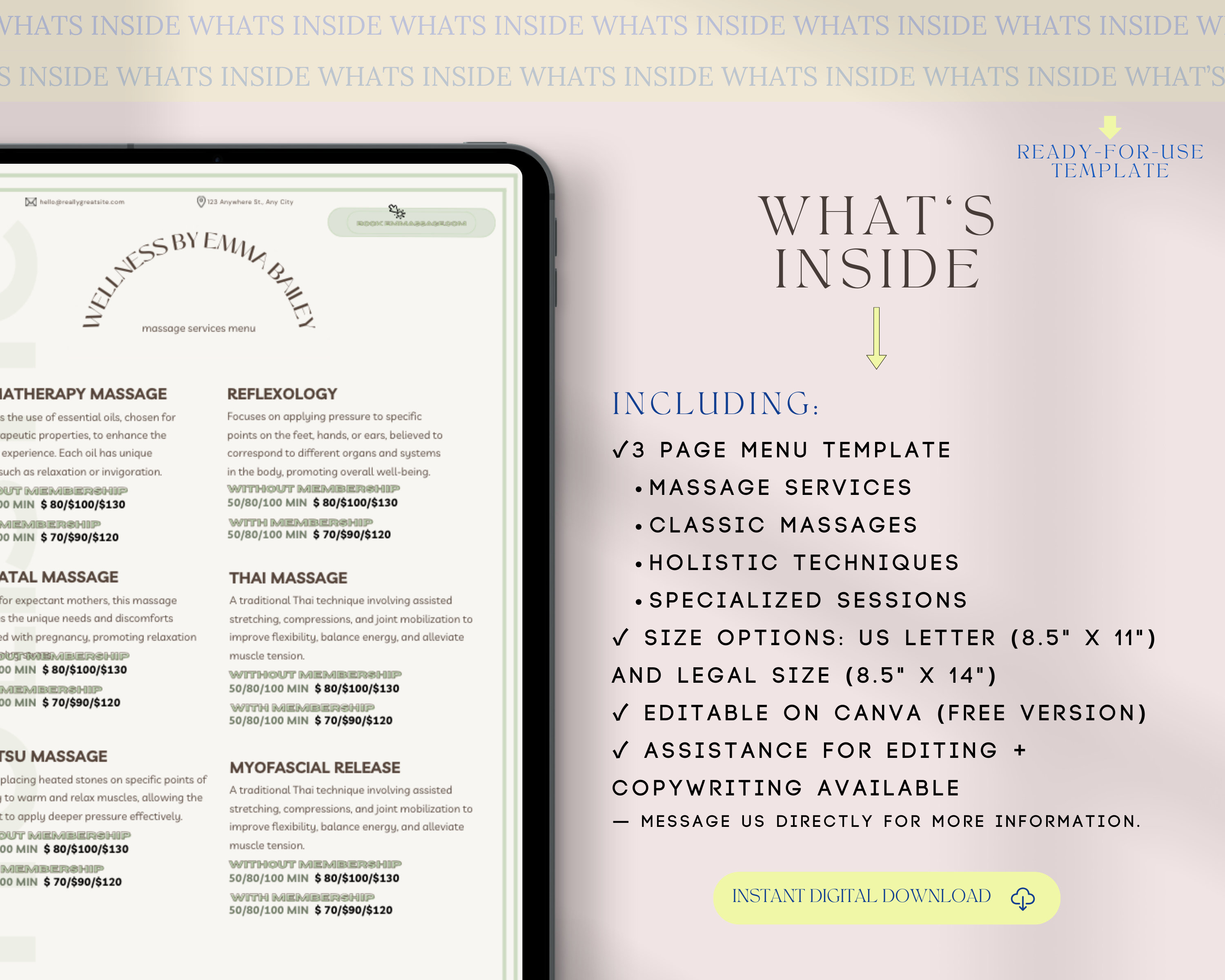 Custom Massage Therapy Price List Design Templates, Custom Massage Menu ...