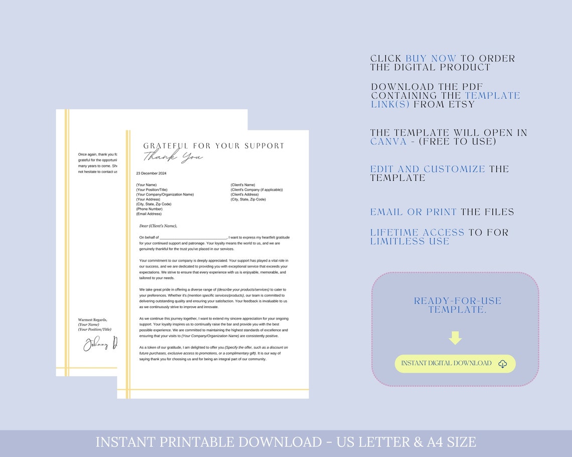 General Client Thank You Letter Template, Client Gratitude Letter ...