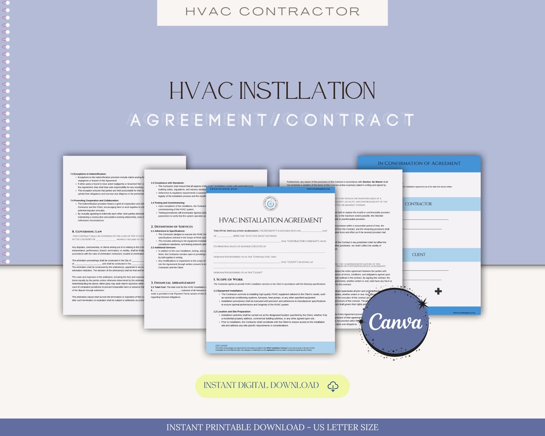 HVAC Installation Contract, HVAC Service Agreement,hvac Agreement ...