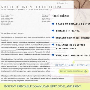 Notice of Intent to Foreclose Letter, Mortgage Delinquency Letter ...