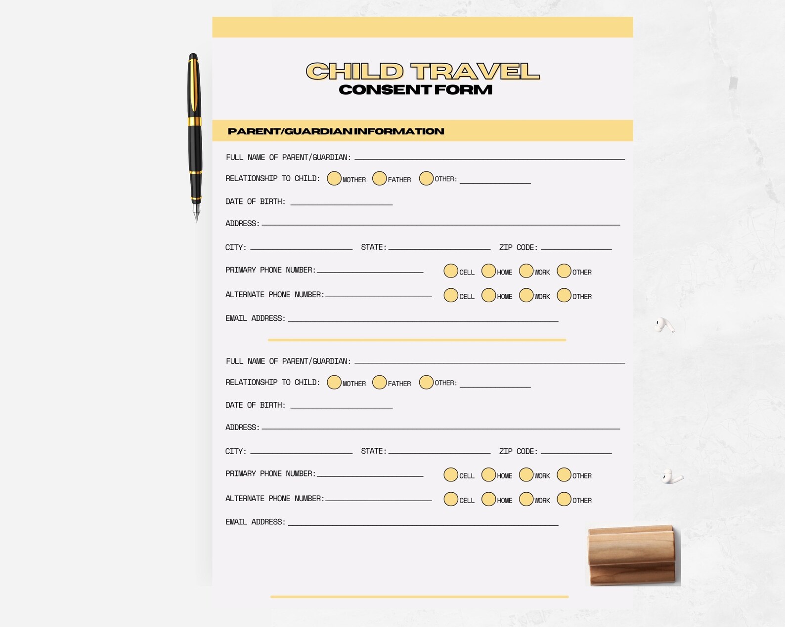 Editable Child Travel Consent Form, Minor Travel Consent Form, Child ...