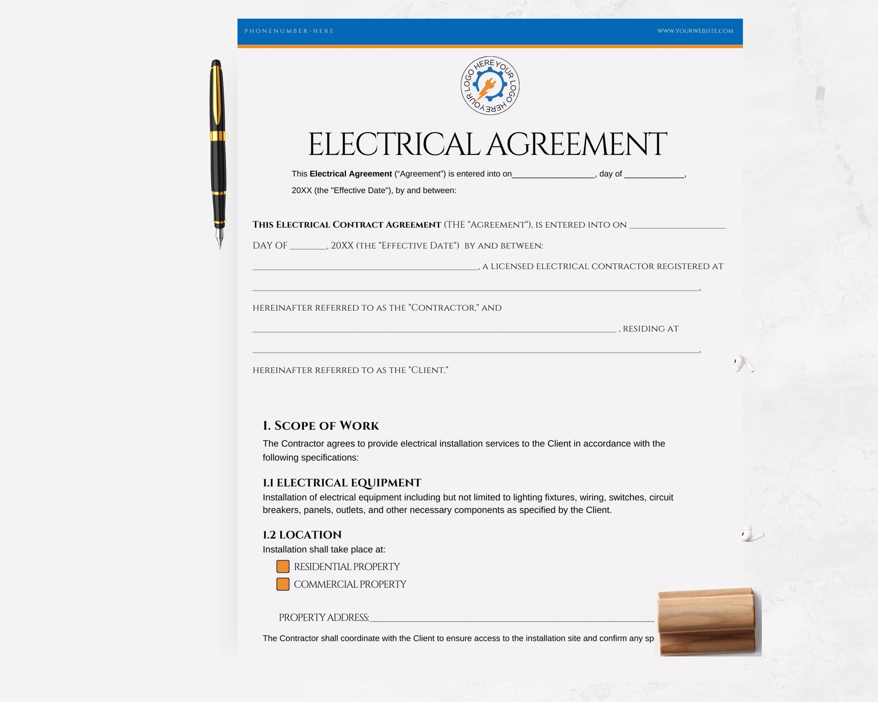 Electrical Contract,electrical Agreement,electrician Contract ...