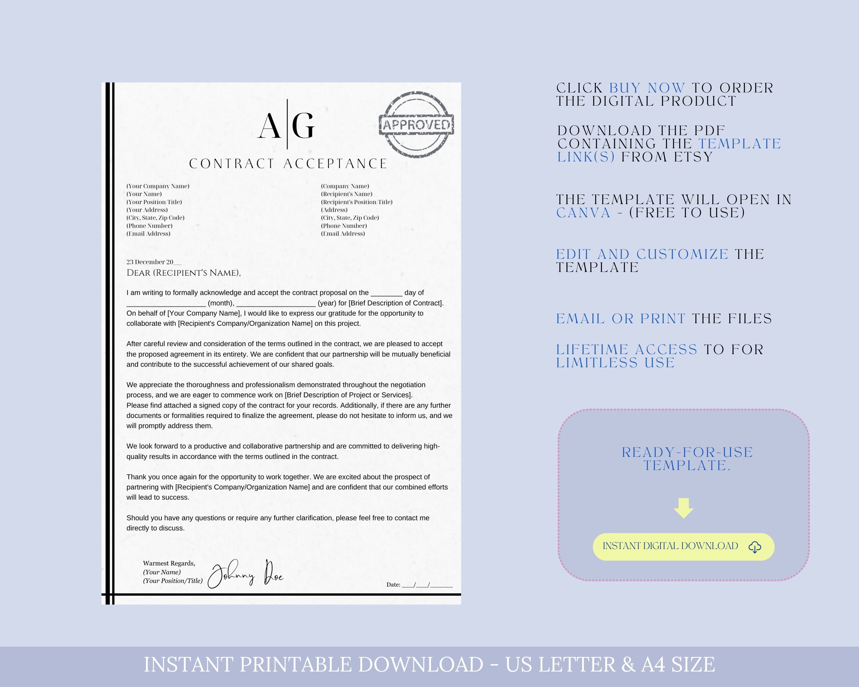 Contract Acceptance Letter Template, Approved Business Deal Letter ...
