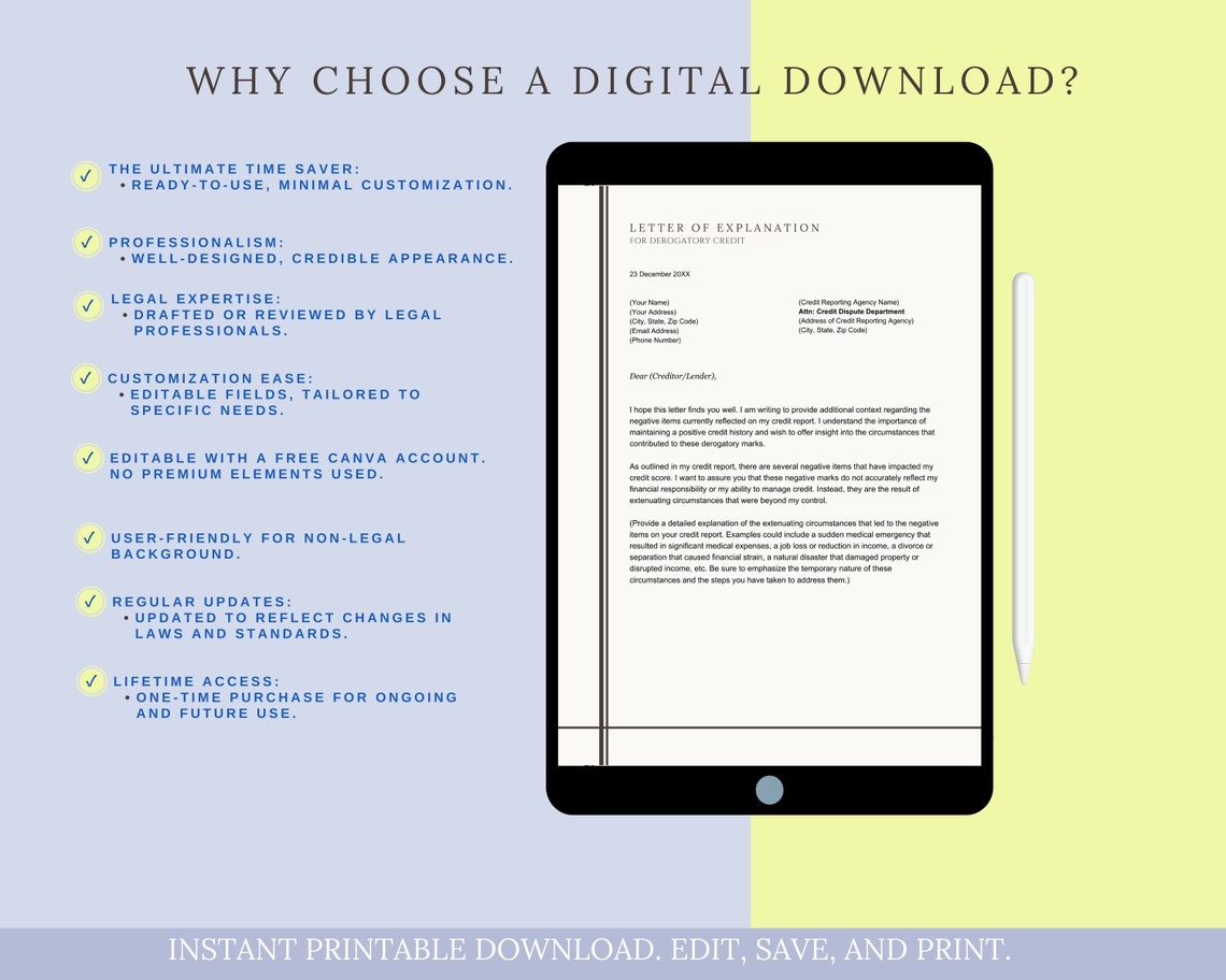 Letter of Explanation for Derogatory Credit Letter Template, Credit ...