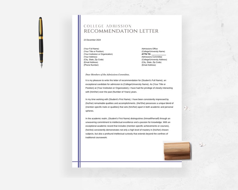 College Admission Recommendation Letter, University Recommendation ...