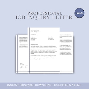 Professional Job Inquiry Letter Template, Job Inquiry Letter, Job ...