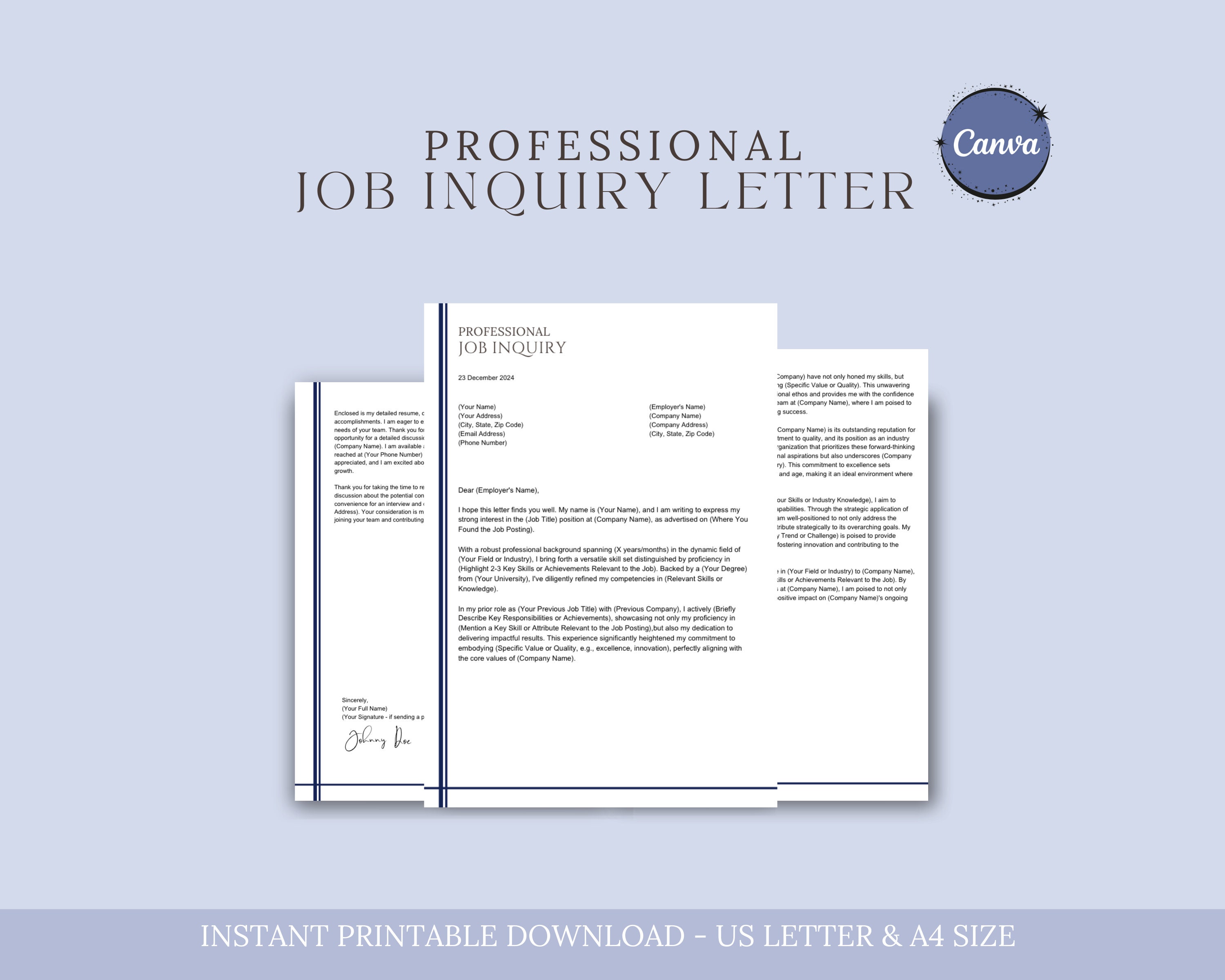 Professional Job Inquiry Letter Template, Job Inquiry Letter, Job ...