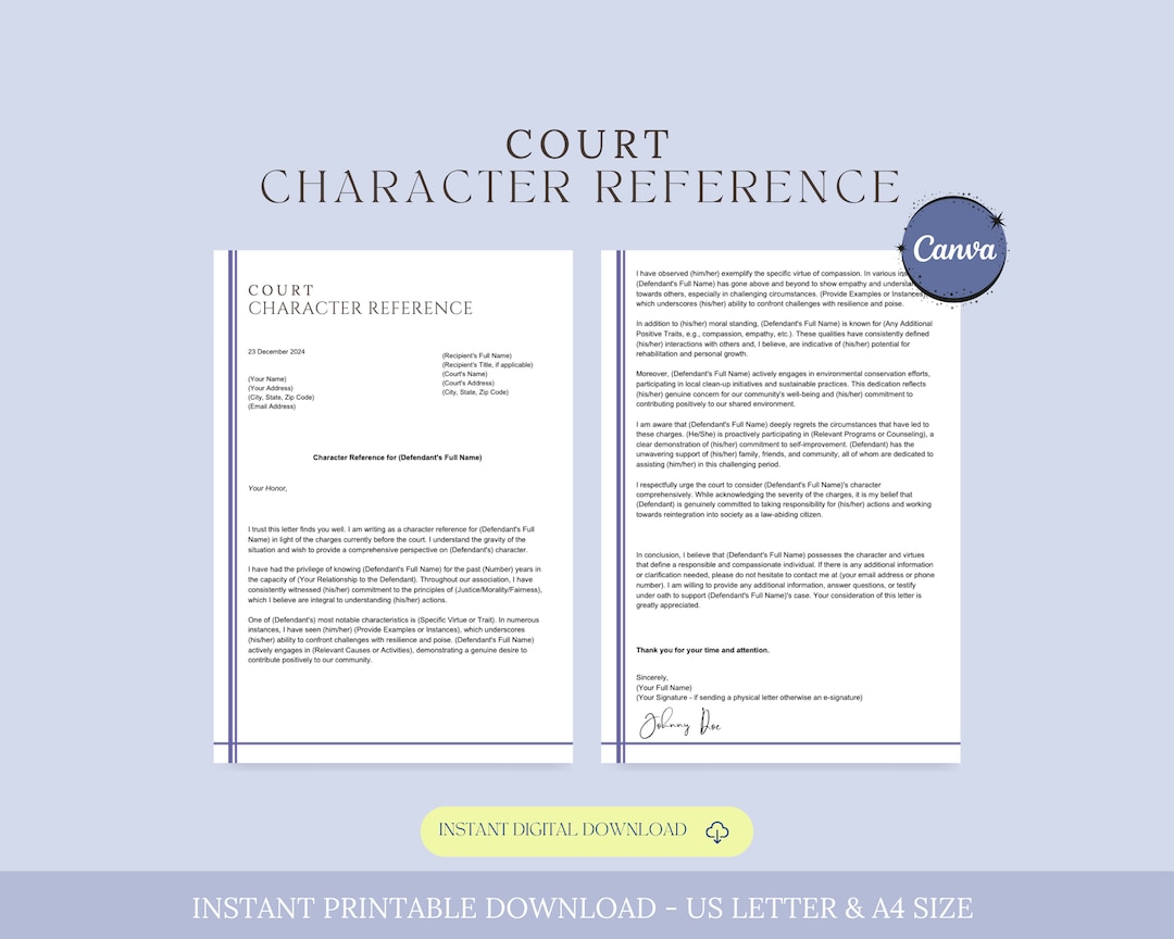 Court Character Reference Letter Template,court Character Reference ...