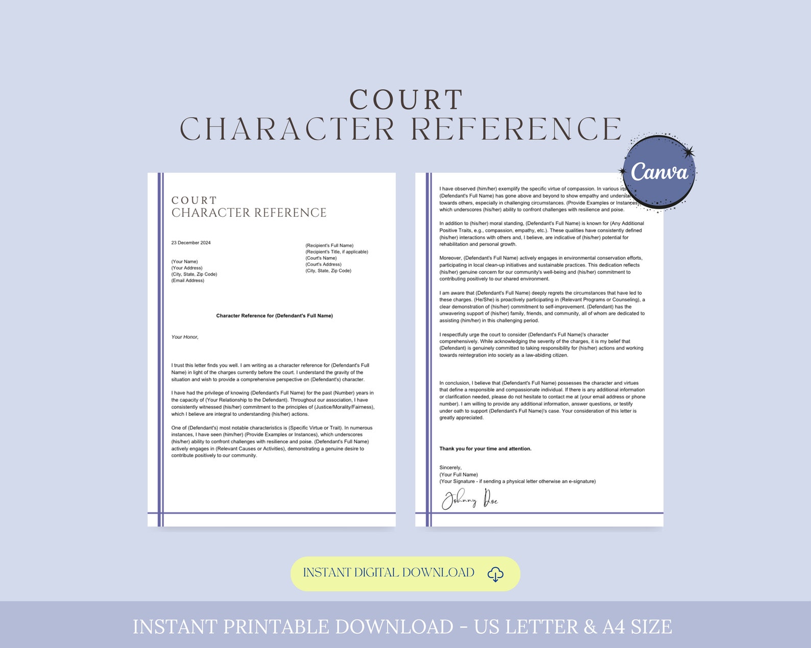 Court Character Reference Letter Template,court Character Reference ...