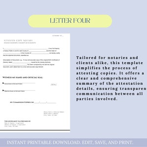 Set of 4 Notarial Certificates,witness Signature Notary,acknowledgement ...
