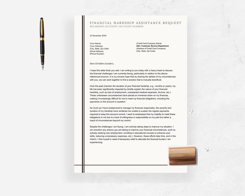 Financial Hardship Assistance Request Letter Template, Debt Relief ...