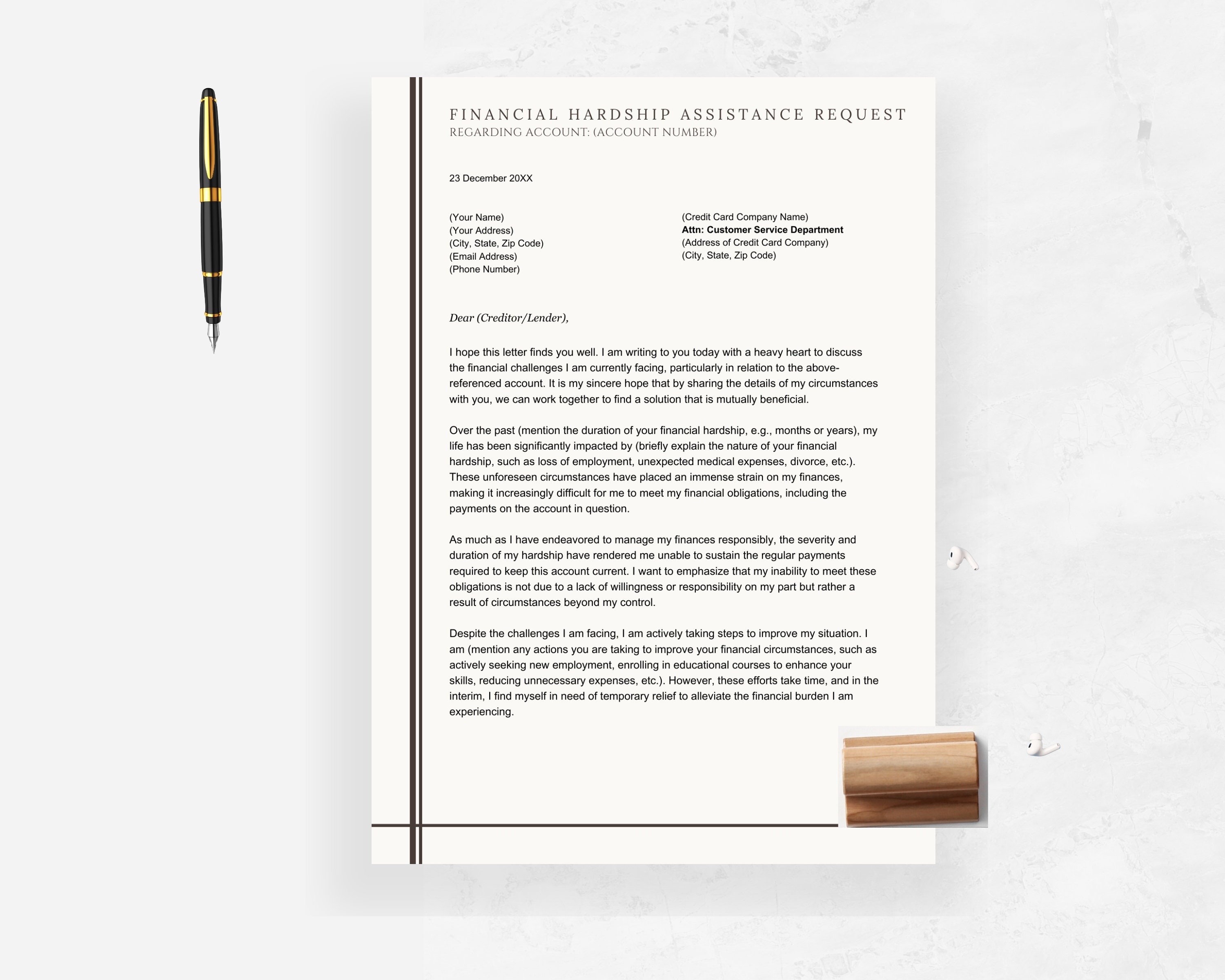 Financial Hardship Assistance Request Letter Template, Debt Relief ...