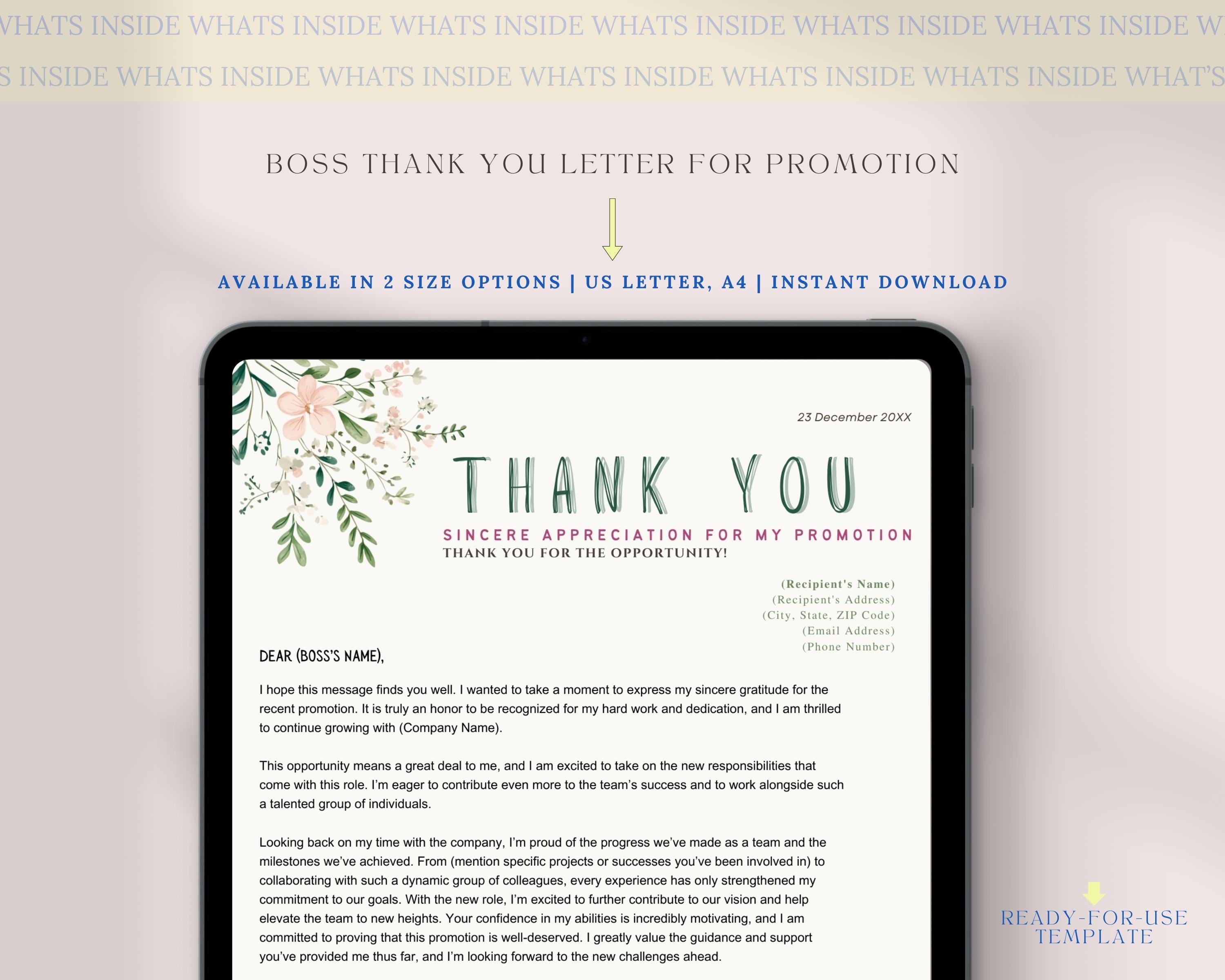 Boss Thank You Letter for Promotion Template,thank You for Promotion ...