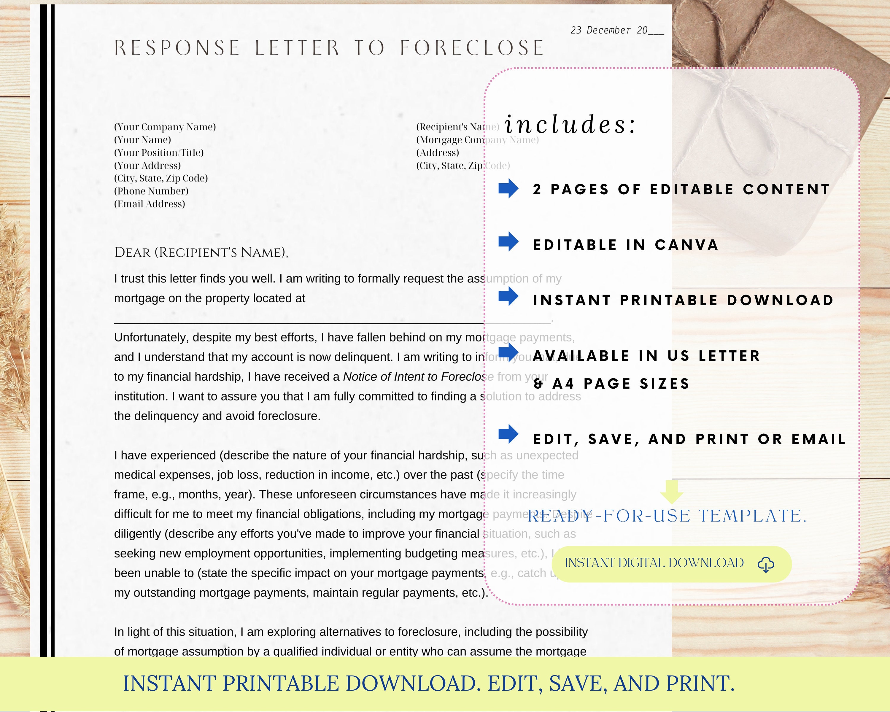 Response Letter to Foreclosure,mortgage Delinquency Letter,foreclosure ...