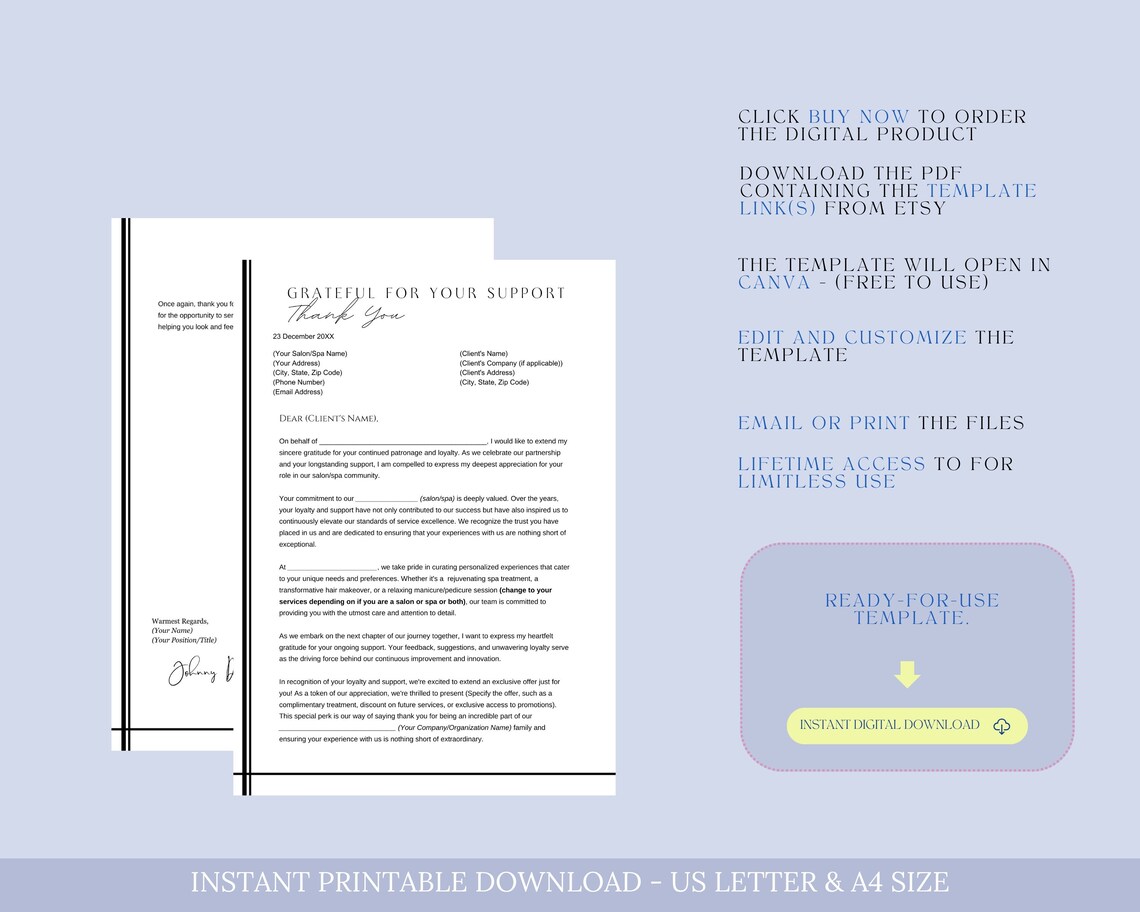 Client Thank You Letter for Salons and Spas Template, Spa Client ...