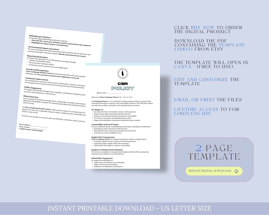 CSR Statement, Corporate Social Responsibility Company Policy Template ...