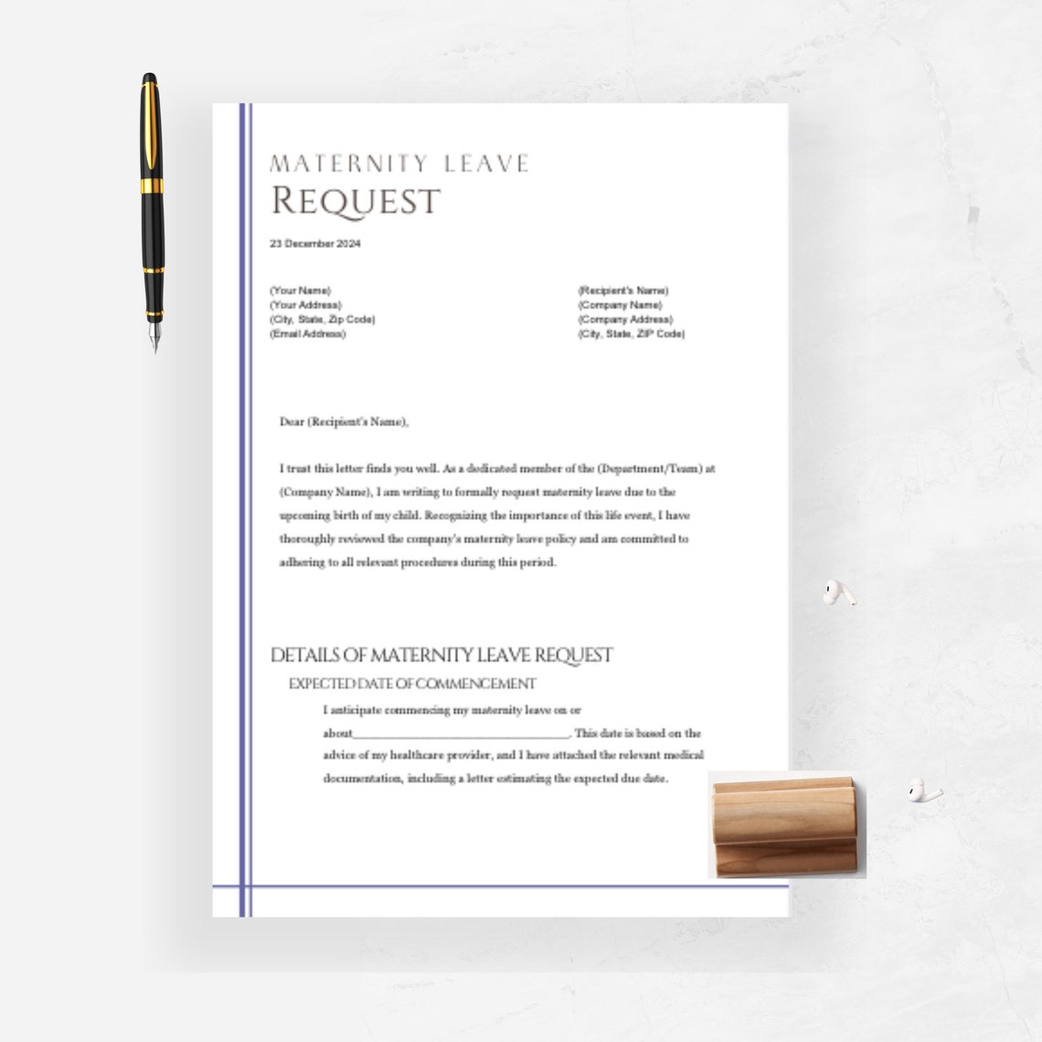 Maternity Leave Request Letter, Request Form, Maternity Leave, Leave of ...