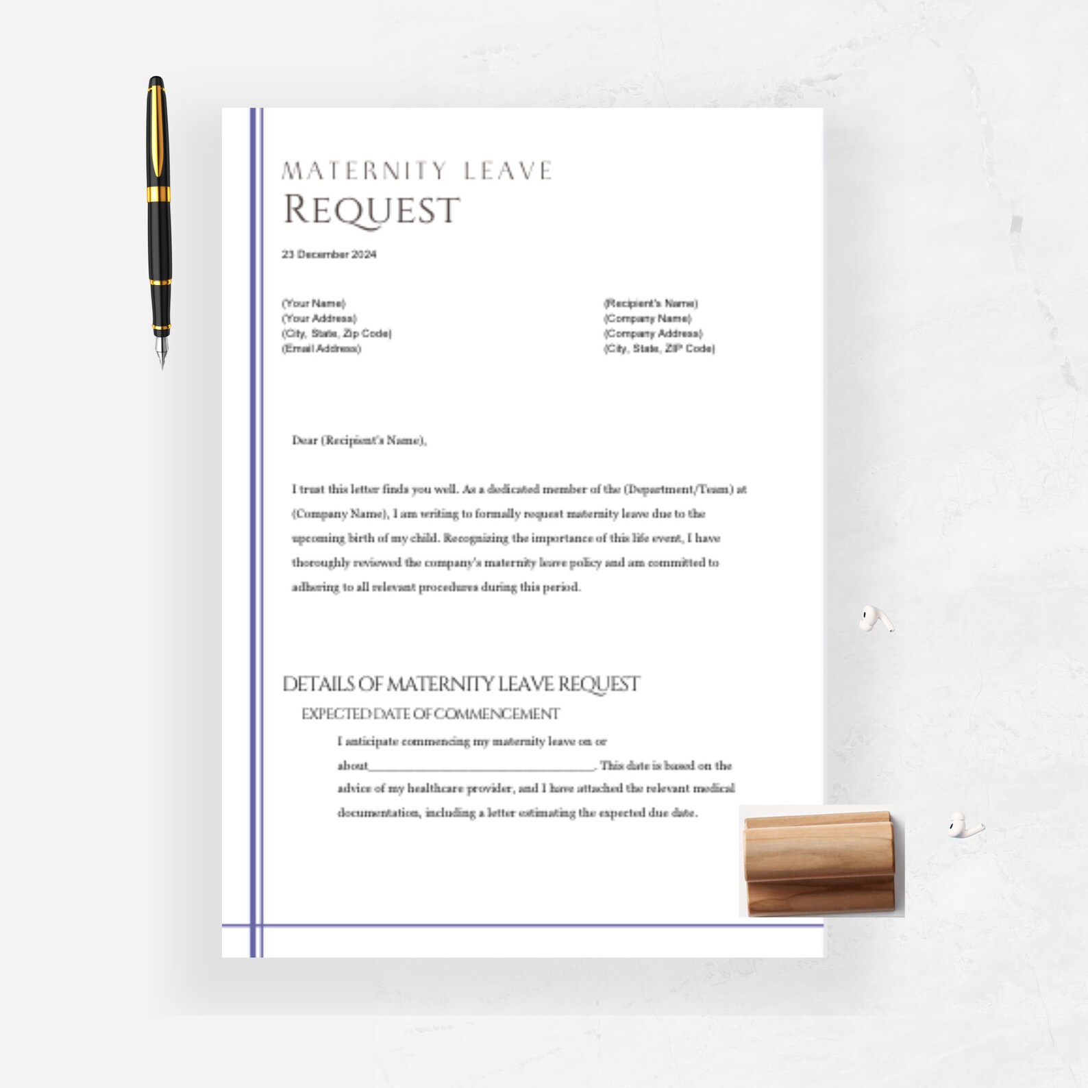 Maternity Leave Request Letter, Request Form, Maternity Leave, Leave of ...