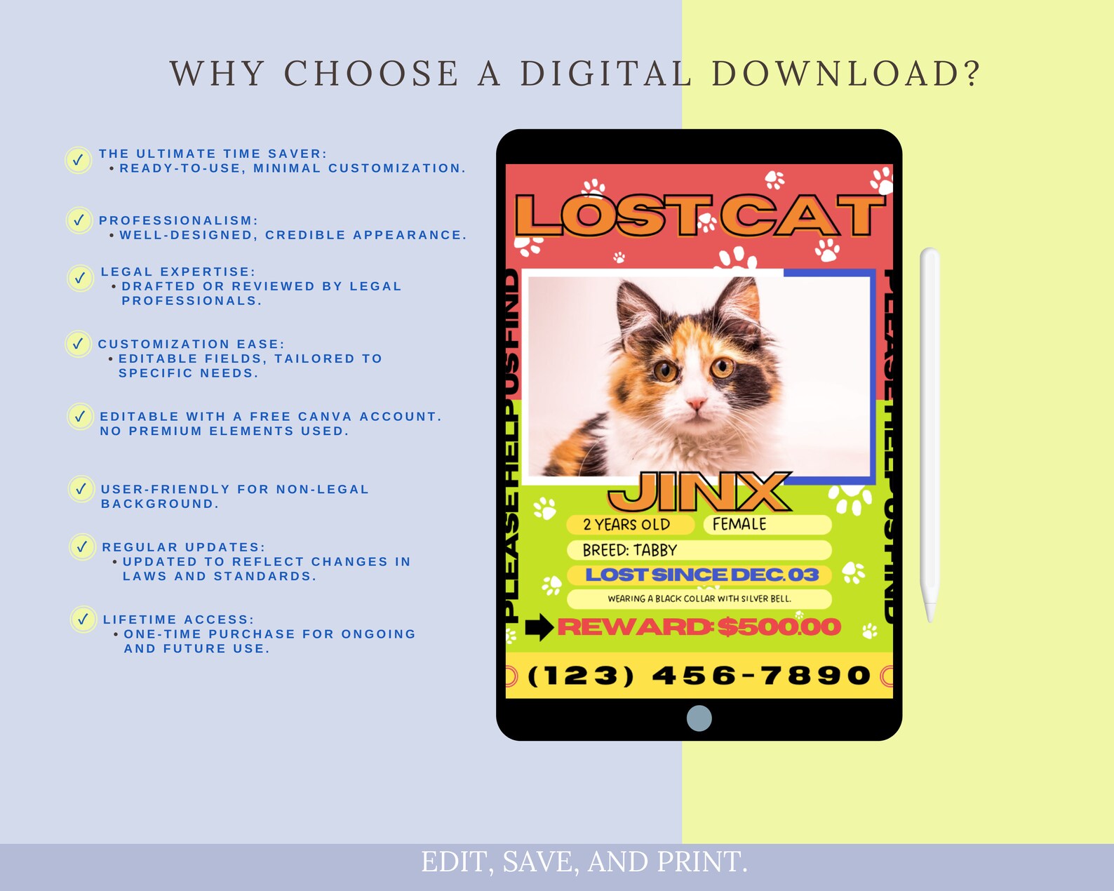 Missing Cat Template, Missing Cat Flyer, Editable Lost Pet Poster, Lost ...
