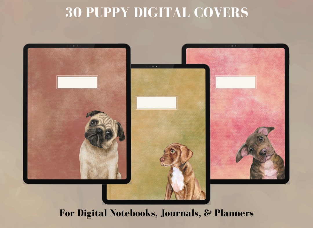 30 Digital Notebook Covers | Cute Puppy Covers | Digital Notebook ...