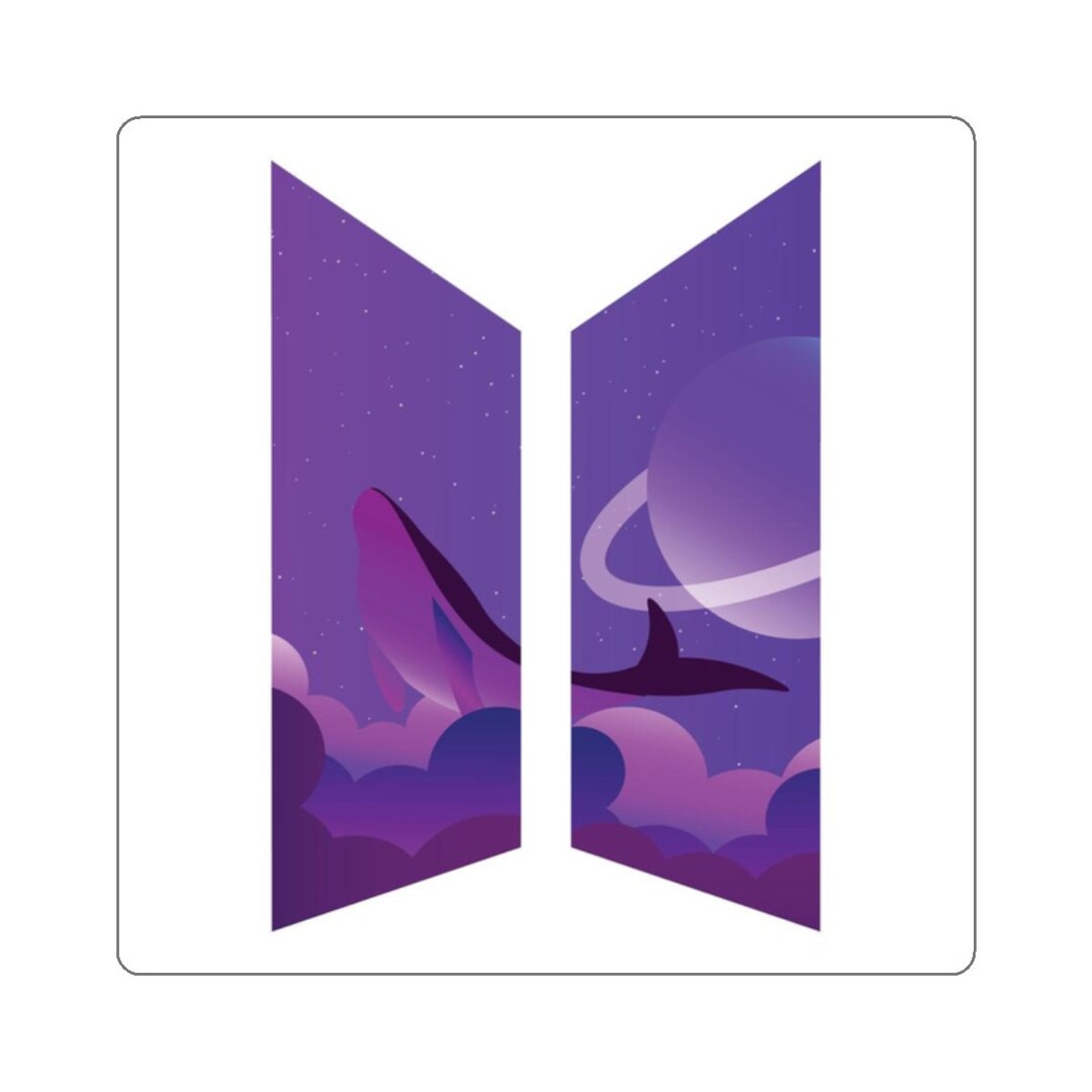 Bts Logo Sticker Whale in Space Flexible Sticker Bts Shield - Etsy