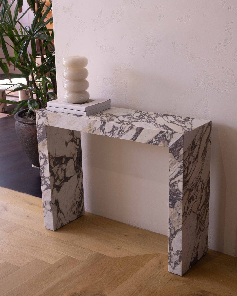 Petite Palm Calacatta Viola Marble Console Table, Marble Table, Marble ...