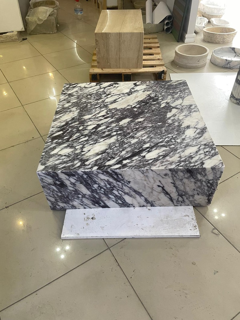 Calacatta Viola Marble Plinth Coffee Table , Marble Coffee Table ...