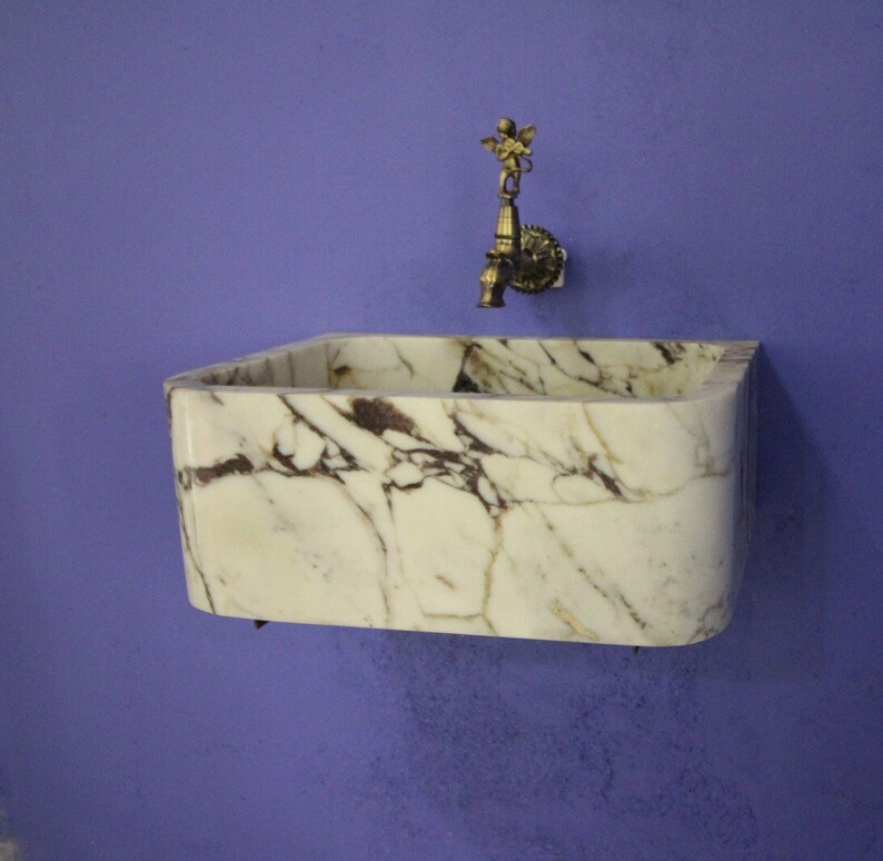 Calacatta Viola Marble Vessel Sink ,handcrafted Natural Stone Basin ...