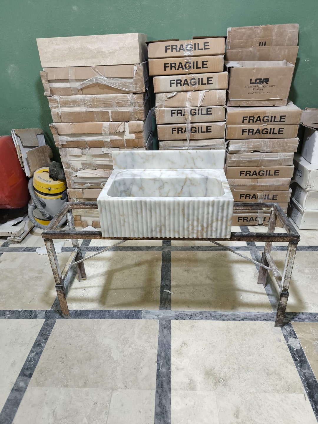 Calacatta Viola Marble Sink: Natural Stone Farmhouse Basin (24x16x5) - Etsy