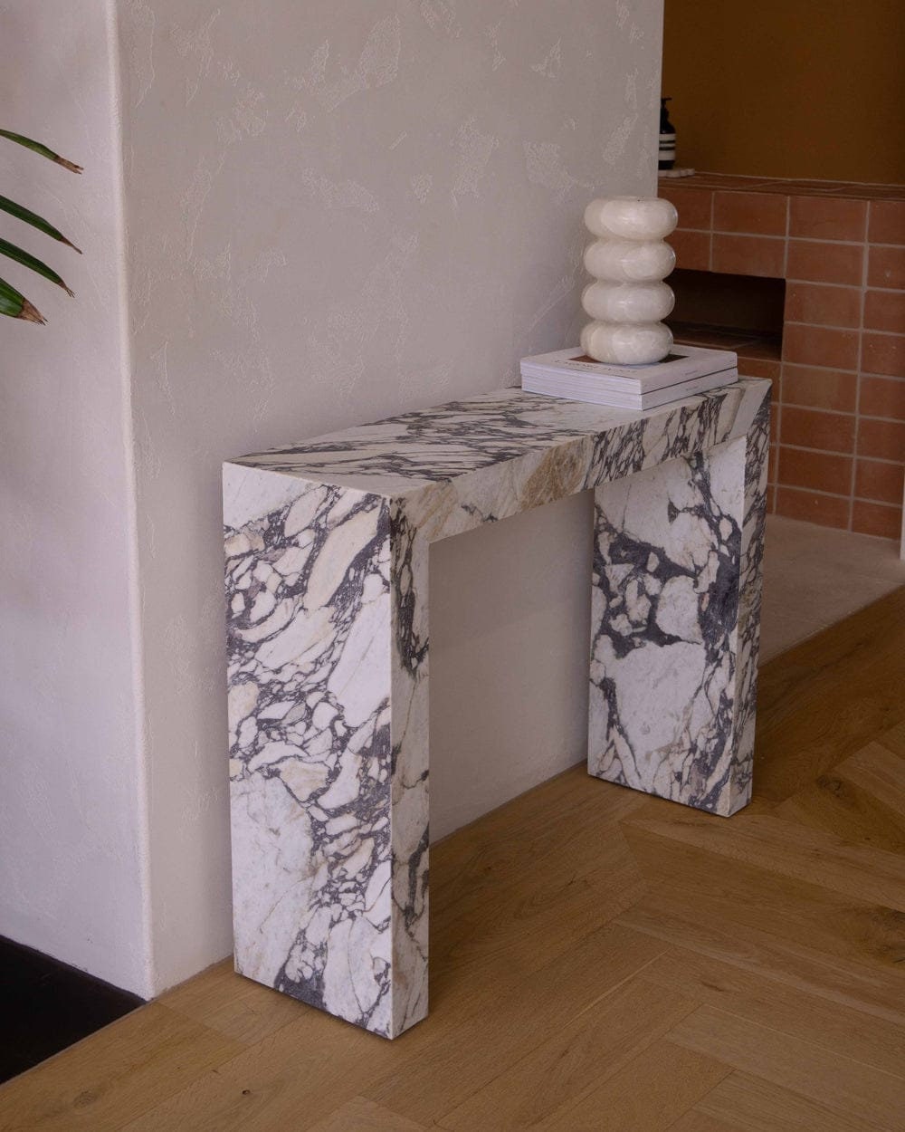 Petite Palm Calacatta Viola Marble Console Table, Marble Table, Marble ...