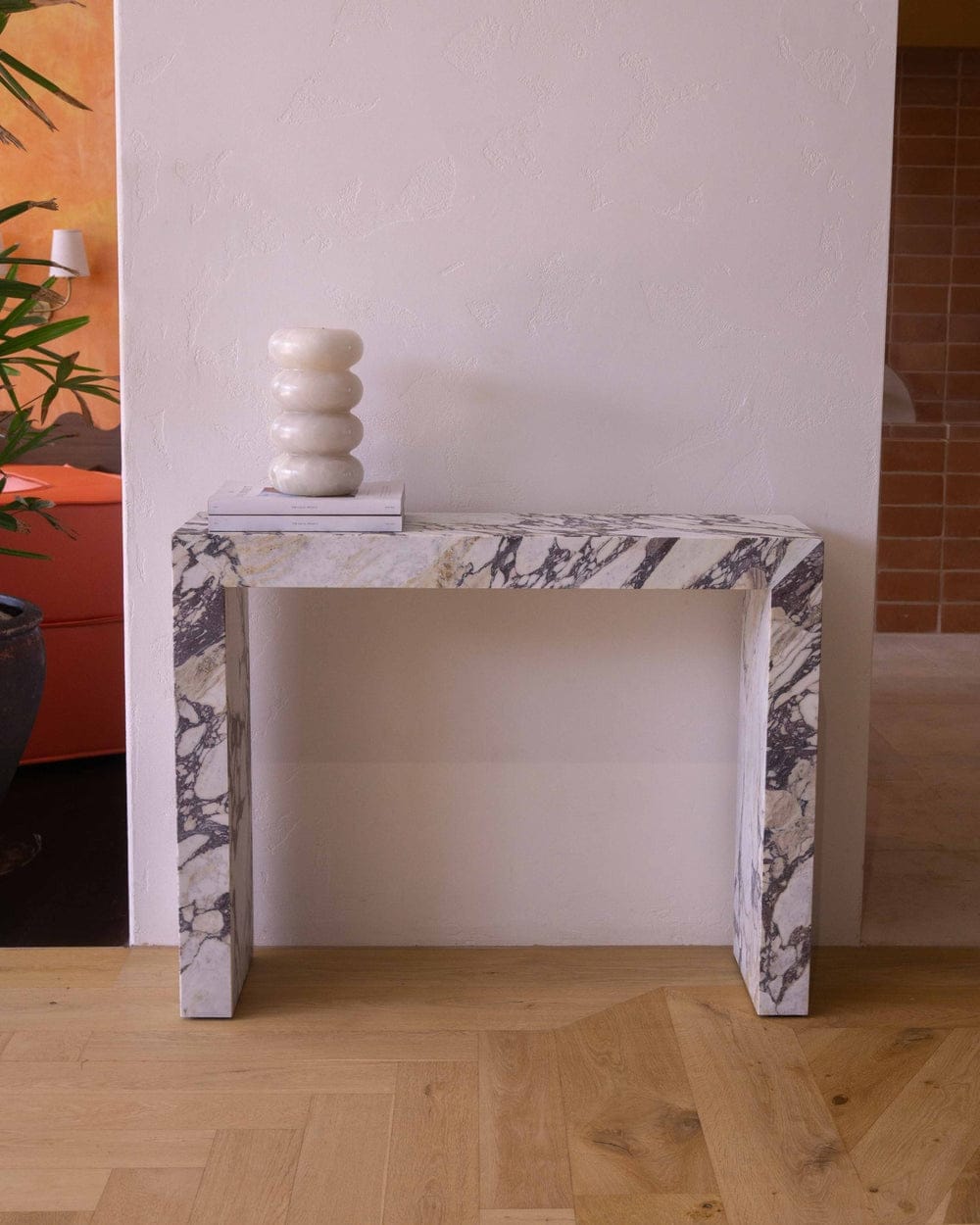 Petite Palm Calacatta Viola Marble Console Table, Marble Table, Marble ...