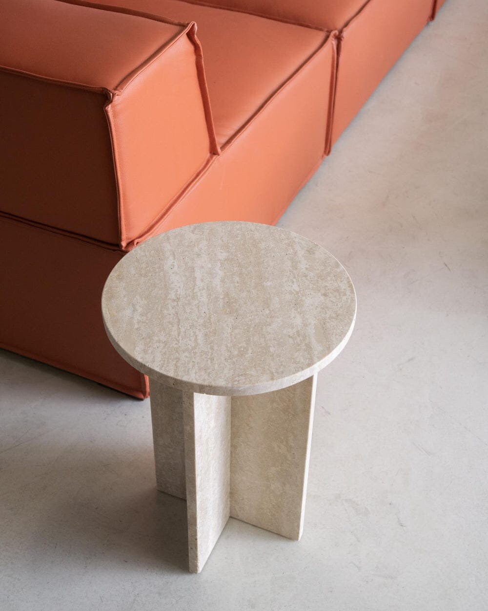 Franca Cream Travertine Marble Side Table, Custom Design Marble Plinth ...