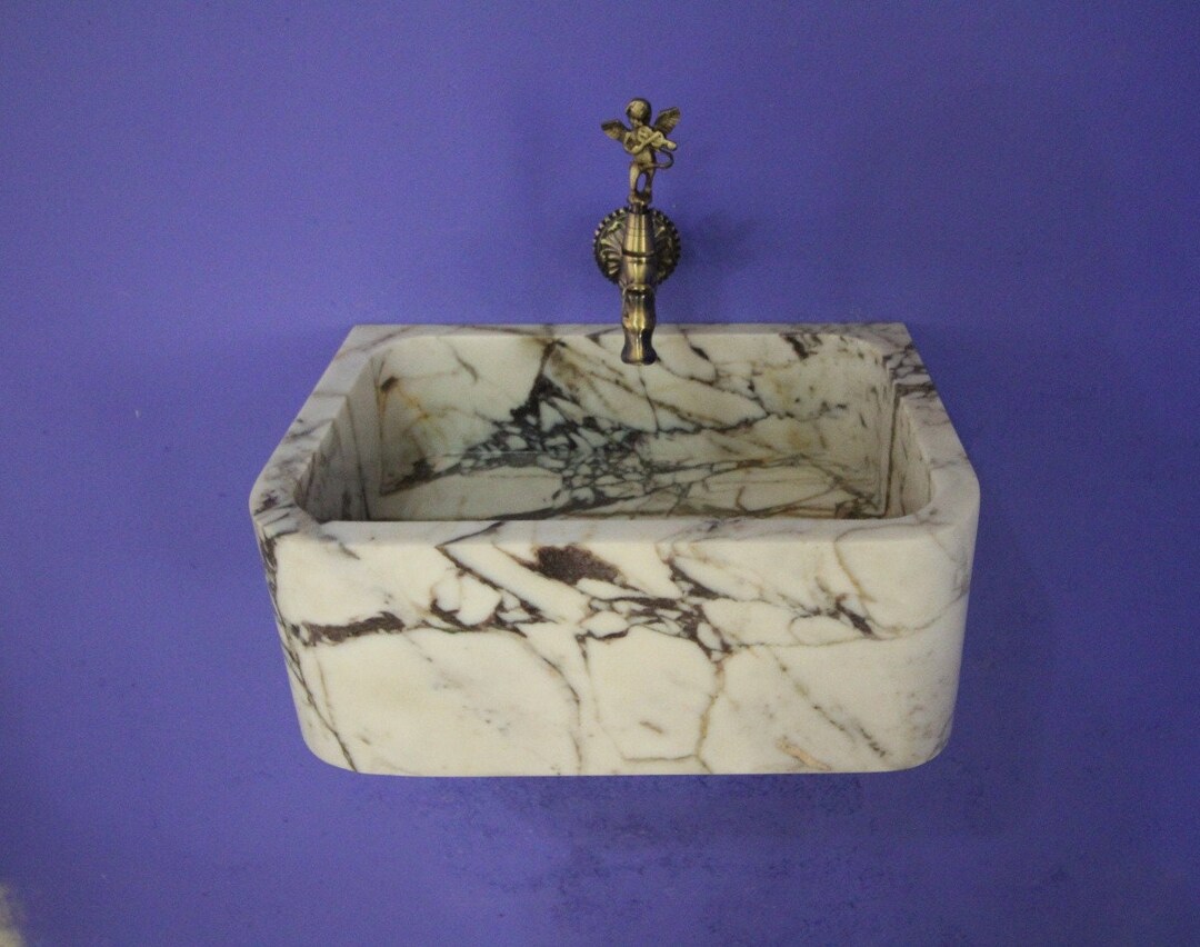 Calacatta Viola Marble Vessel Sink ,handcrafted Natural Stone Basin ...