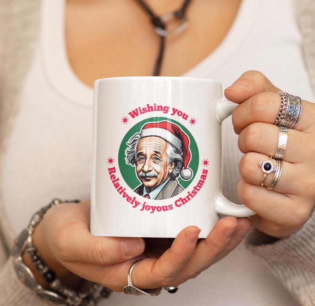 Einstein Funny Christmas Ceramic Mug Holiday Coffee Cup Festive ...