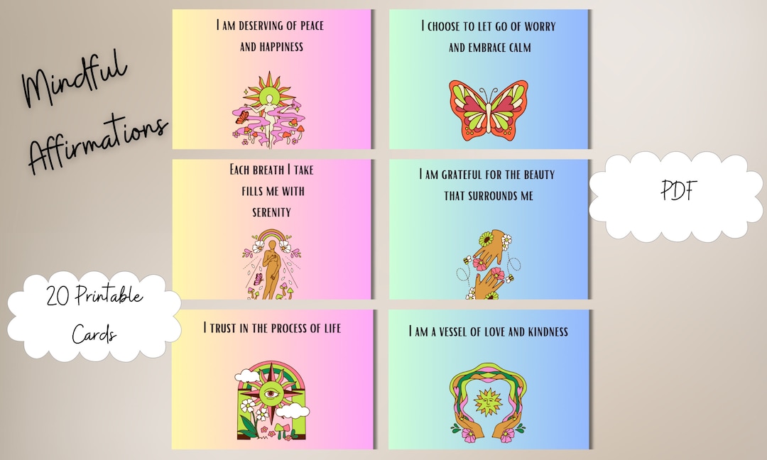20 Mindfulness Affirmations, Printable Affirmation Cards, Affirmation ...