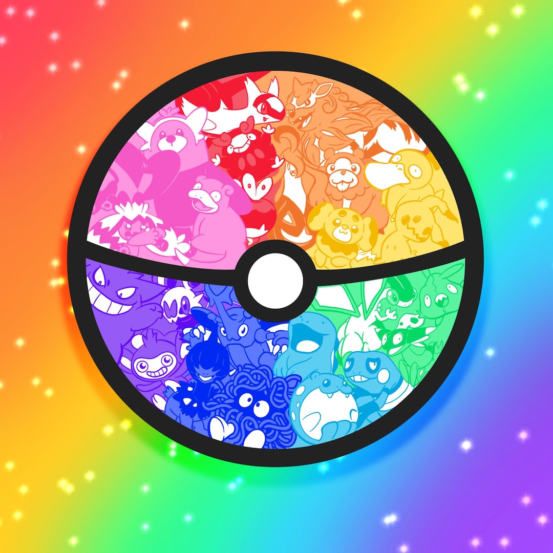 Rainbow Pokeball - Pokemon Sticker - Etsy