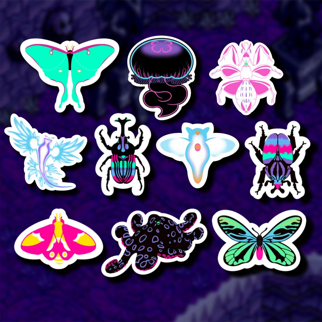 Neon Creatures - Holographic Sticker Collection - Etsy