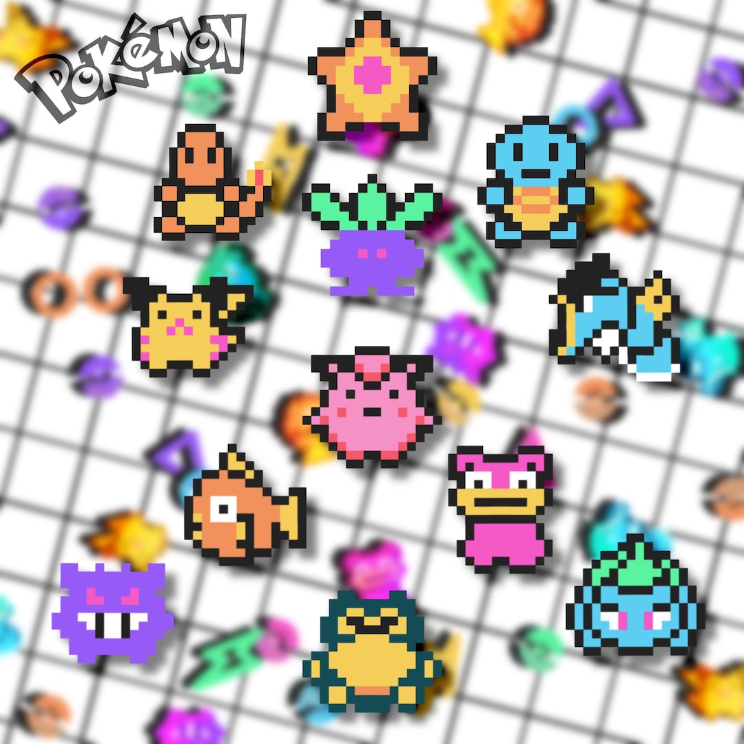 Poke Pixels: Retro Sprites Pokemon Stickers - Etsy