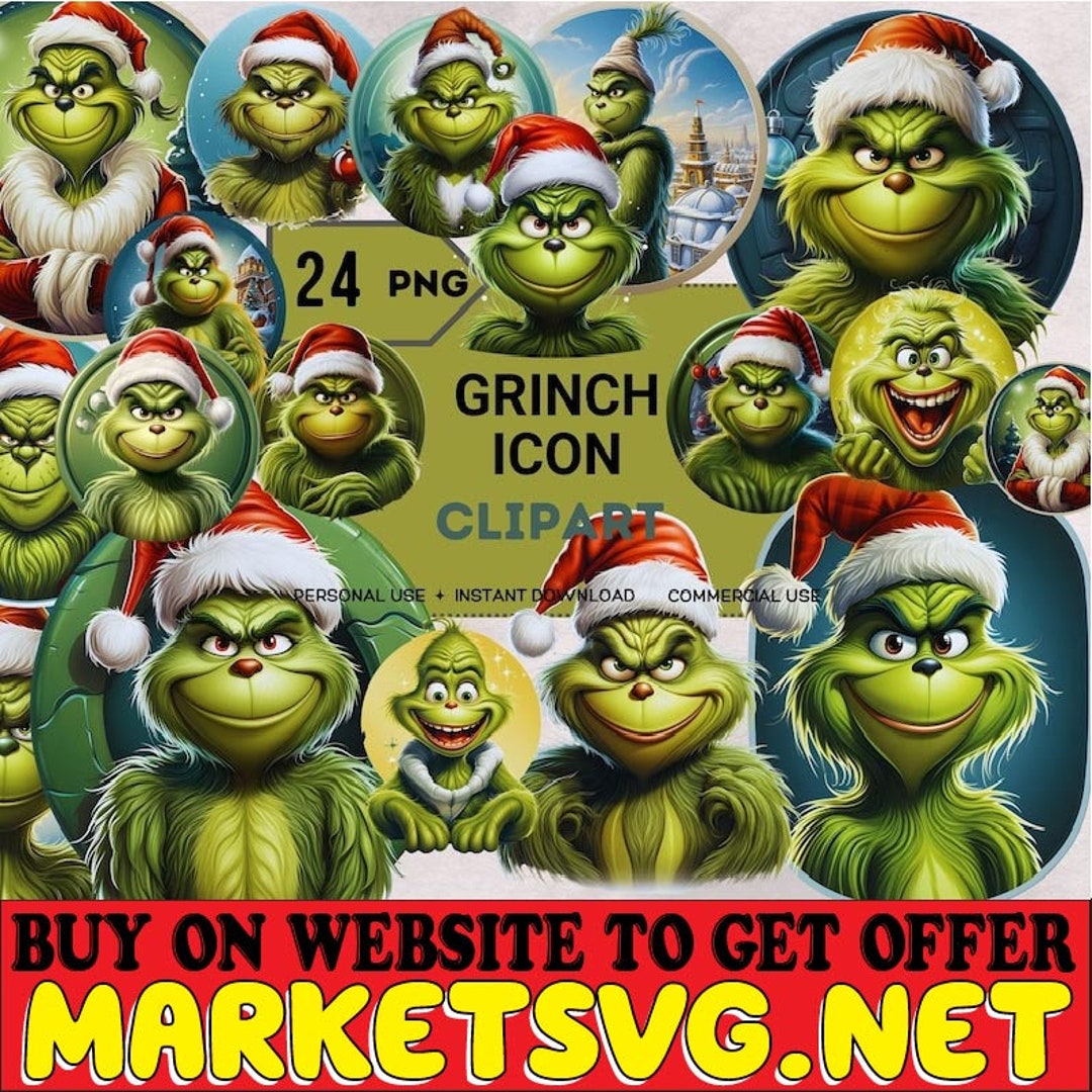 Grinch Christmas Clipart: Navidad PNG Imágenes Prediseñadas - Etsy México