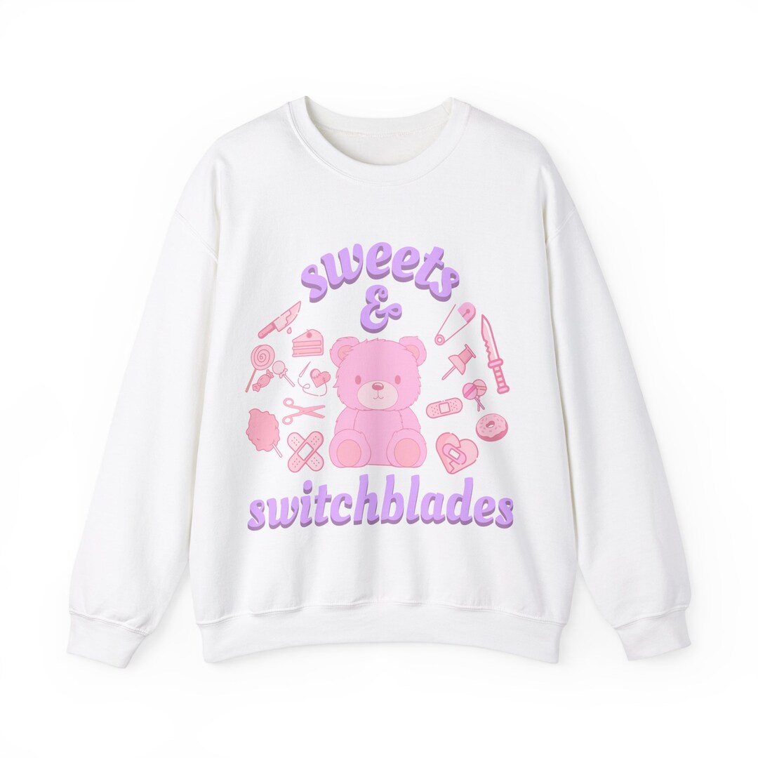 Sweets & Switchblades Kawaii Pastel Goth Sweater Cute Teddy - Etsy