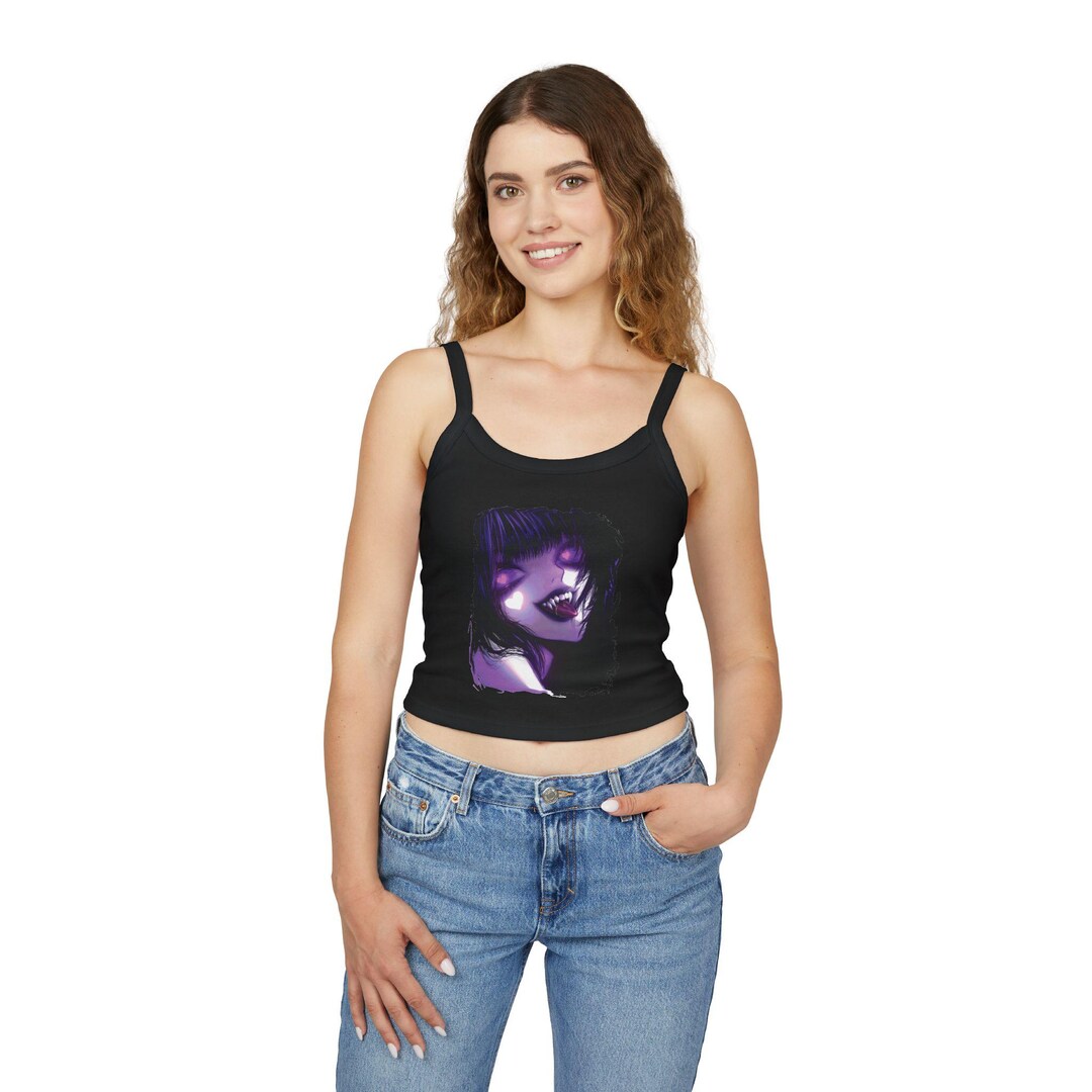Goth Tank Top, Alternative Emo Purple Black Women's Spaghetti Strap ...